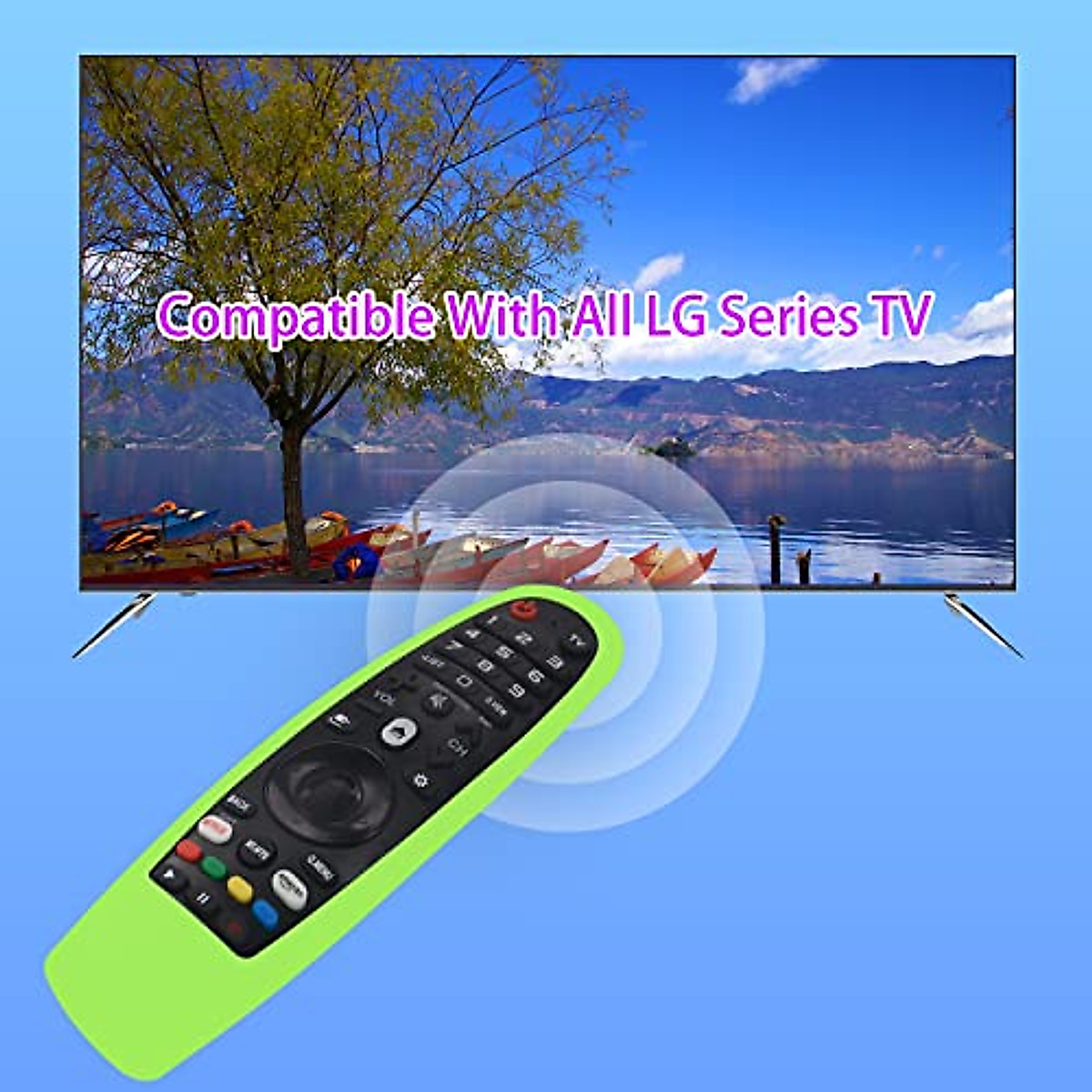 Rnnokate Universal Remote Control for LG Smart TV, Compatible with All Models for LG TV (Luminous Silicone Protective Case and 2 AA Batteries for AN-MR650A Remote Control (Universal with Green Shell)