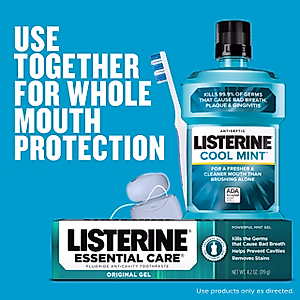 Listerine Essential Care Original Gel Fluoride Toothpaste, 4.2 Ounce (Pack of 6)