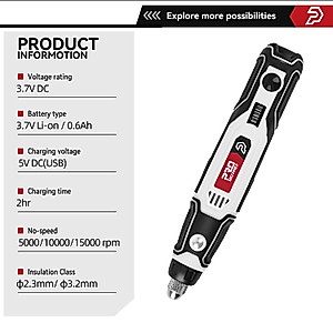 Prostormer Mini Cordless Rotary Tool, 3.7V USB Grinder with 3 Variable Speeds and 50pcs Accessories Kit for Sanding, Polishing, Cutting, Carving and Engraving