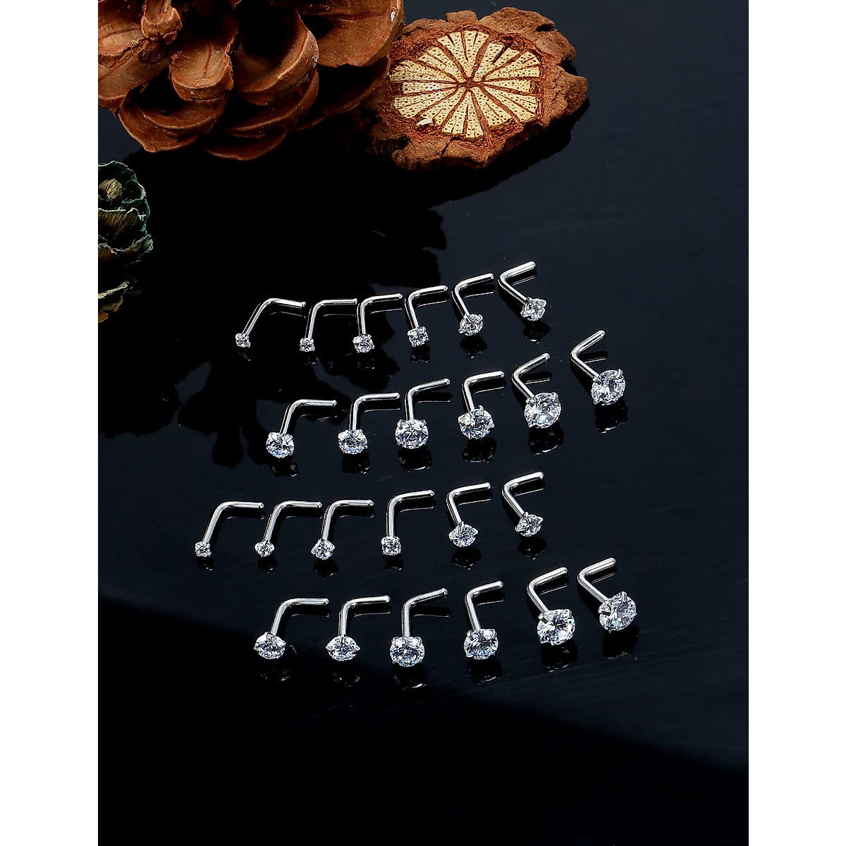 Kridzisw 20G Nose Rings Stud Piercing Jewelry for Women 20Gauge Stainless Surgical Steel Silver Stud Nose Ring L Shaped Bend Curved Nose Nostril Ring Stud Piercing Jewelry Men 1.5mm 2mm 2.5mm 3mm 4mm