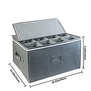 Boczif Wine Glass Storage Cases, Stemware Storage Chest Boxes with Dividers, Glassware Storage Containers Holds 12 Red or White Wine Glasses, Champagne Flutes, Crystal, Drinkware with Label Window