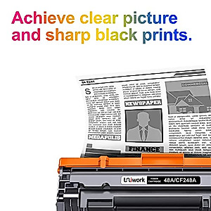 Uniwork Compatible 48A Toner Cartridge Replacement for HP 48A Toner Cartridge Black CF248A Compatible with Laserjet Pro MFP M15w M29w M28w M30w M31w M16w Printer Toner, 2 Pack