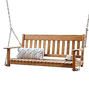 Cambridge Casual Teak Wood Porch Swing, Teak Frame, Bentley