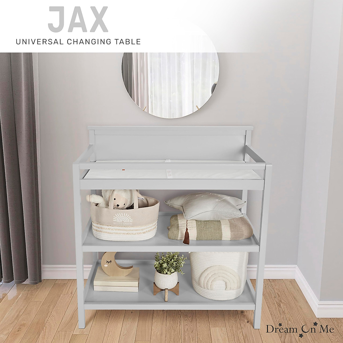 Dream On Me Jax Universal Changing Table, Grey , 34x20x40 Inch (Pack of 1)