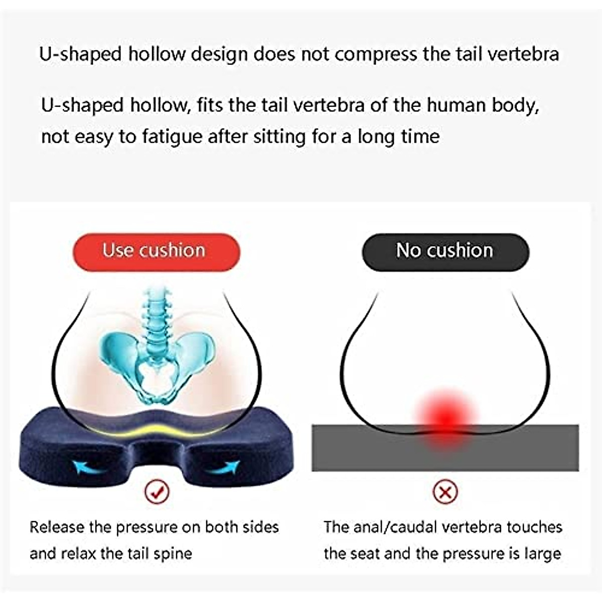 BUZZNN Memory Foam Seat Cushion for Office Chairs - Ergonomic Chair Cushion for Car Seat - Comfort Computer Chair Cushion - Sciatica Pillow for Sitting