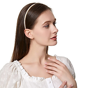 Cuizhiyu 3 Pack Pearl Headbands White Faux Pearls Gold Hairbands Bridal Hair Hoop Wedding Hair Accessories for Women Girls (Pearl)……