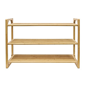 RoyalHouse Bamboo Stackable Shoe Rack, 3-Tier Shoe Organizer, Perfect Free Standing Shoe Rack for Living Room, Closet, Entryway, Bedroom
