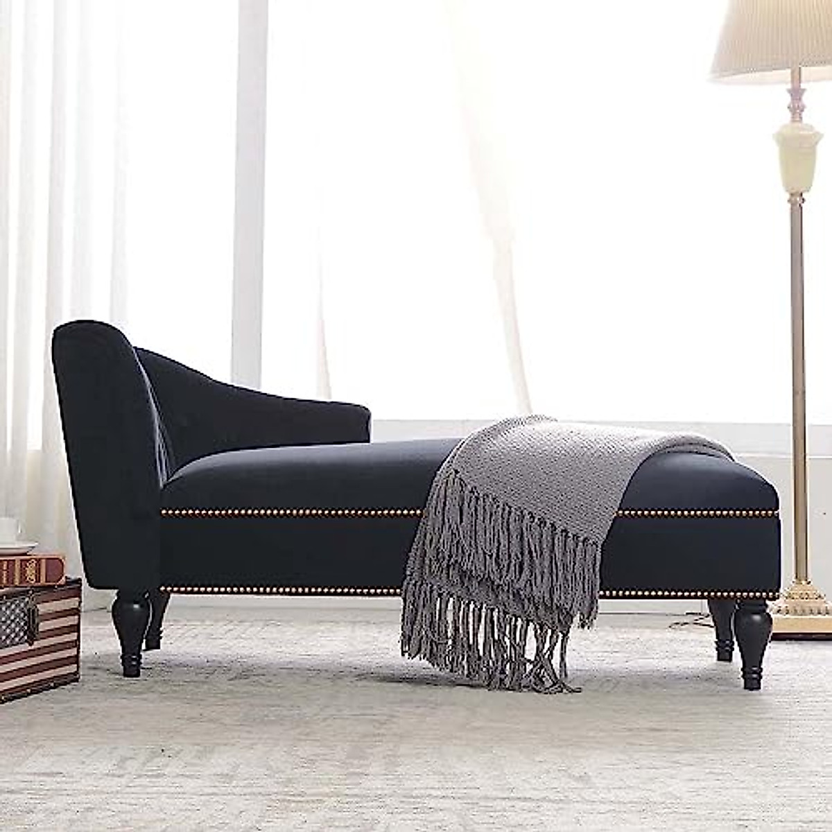 Heliosphere Velvet Sofa with Chaise Lounge Sleeper Sofa, Modern Sofa Bed Couch with Button Tufted & Nailhead Trim, Sturdy Wooden Legs Support, Sleeper Sofa for Living Room Bedroom Office