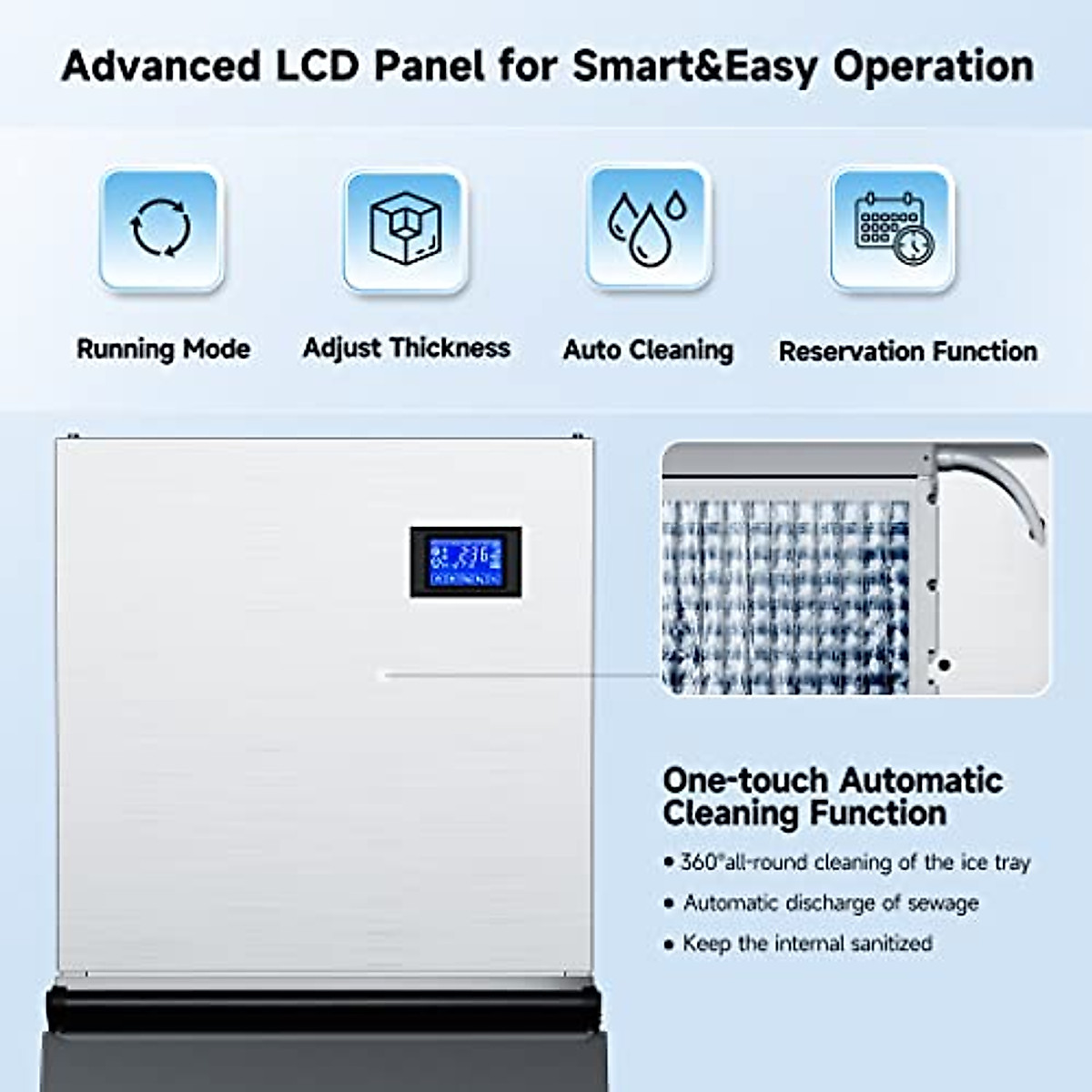 Coolski Commercial Ice Maker Machine 350LB/24H, 22'' Air Cooled Ice Machine Commercial Clear Cube/Efficient Cooling/Durable Construction, Ideal for Restaurants/Bars/Hotels, ETL Approved