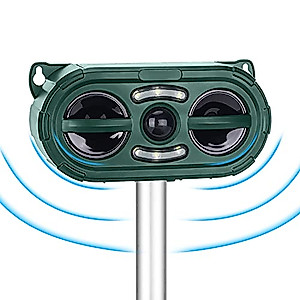 Solar Ultrasonic in Repellent Defender Rat, Squirrel, Deer, Raccoon, Skunk, Rabbit, Mole, Dog, Cat, Waterproof with Motion Detector