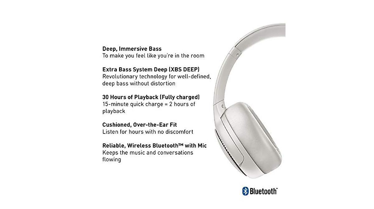 Panasonic RB-M500B Wireless Headphones with Deep Bass and 30H Playtime