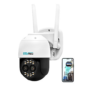 SOVMIKU 4MP 8X Optical/Digital Zoom Wireless Outdoor Security Cameras,Auto Tracking,360° PTZ WiFi Camera,Human Detection,2-Way Audio,24/7 Record,Alexa