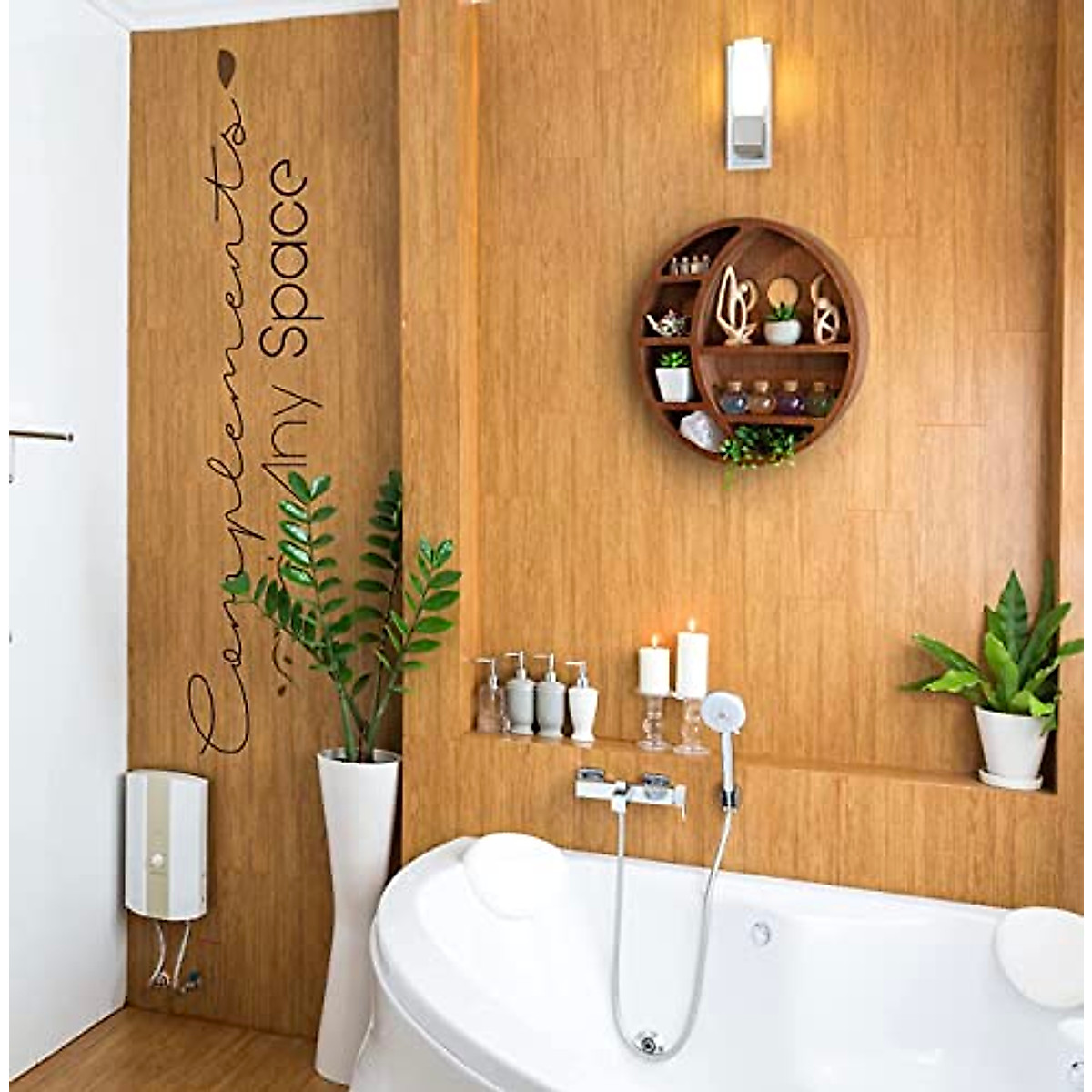 Crescent Moon Shelf for Crystals Large 16” Moon Shelf Wall Décor with 7 Spaces, Shelf for Crystals-Moon Wall Shelf-Crystal Shelf Display for Stones-Crystal Display Shelf- Crystal Shelf