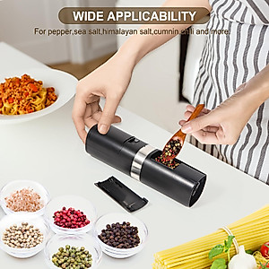 LUUKMONDE Electric Salt and Pepper Grinder, Salt and Pepper Mill Adjustable Coarseness, Battery Power with LED Light, Automatic Salt and Pepper Shaker One Hand Operation, Single