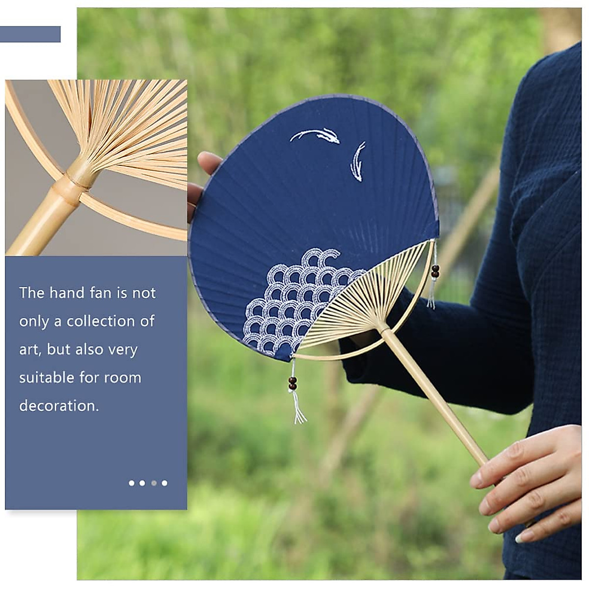 Cabilock and Fan Summer Round Fan Exquisite Circular Fan Japanese Round Fan Chinese Fan Japanese Style Fan Japanese Fan Dancing Fan Dancing Props Japanese Decor Fan Decorative Handle Fan