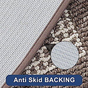 COSY HOMEER Kitchen Floor Mats[2 PCS] for in Front of Sink Super Absorbent Kitchen Rugs and Mats 48x20 Inch/30X20 Inch Non-Skid Kitchen Mat Standing Mat Washable,Polypropylene,Brown