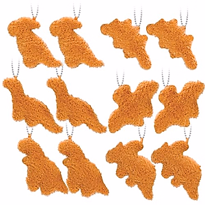 12 Pcs Dino Nugget Plush Keychain Party Favors - Mini Plush Pillow Charm Keyring for Party Supplies, Soft Stuffed Dinosaur Toy for Girls and boys, Birthday Gift, Carnival Prizes, Goodie Bag Fillers