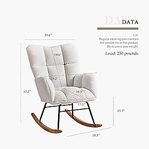 Virabit Small Rocking Chair Nursery, Upholstered Glider Rocker Rocking Armchair for Baby Nursery, Comfy Accent Chair for Nursery, Living Room, Bedroom (Beige)