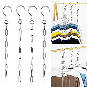 Falytemow Stainless Steel Space Saving Hanger Chains Magic Hangers Closet Space Saver Hanger Organizer Cascading Hangers Gain 80% More Space Set of 4
