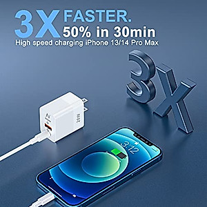 20W USB C Wall Charger,NITASA 2-Pack Dual Port Fast PD+Quick Charge 3.0 Charger Block Plug for iPhone 14 13/12/11/14 Pro Max SE iPad Galaxy Pixel,USB C Power Adapter Fast Charging for iPhone 14 Plus