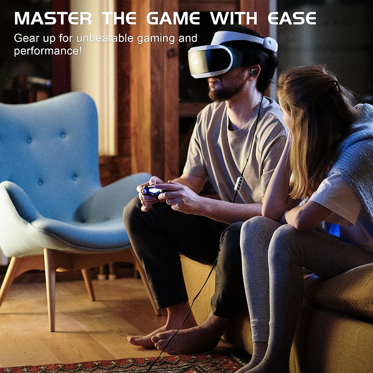 IAMJOY Wireless Gaming Earbuds, 20ms Low Latency, Game Earbuds with Mic, 2.4GHz & Bluetooth, Compact LED Display Wireless Earbuds Compatible with Meta Quest 3/2, PS5/4, Steam Deck, VR, Switch, PC