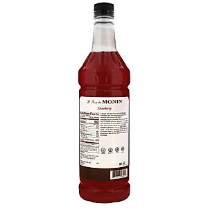 Monin - Strawberry Syrup, Mild and Sweet, Great for Cocktails and Teas, Gluten-Free, Non-GMO (1 Liter)
