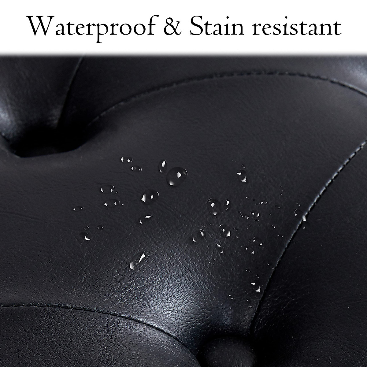 HUIMO Entryway Bench, Black Leather, Solid Wood, Durable and Wear-Resistant