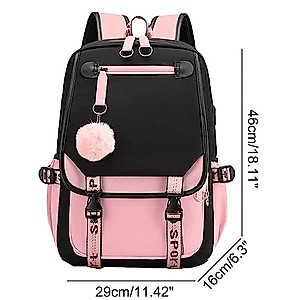FIGHTINGGOLD Genshin Impact Backpack Anime Outdoor Dayback Cartoon Laptop Bag 21L Travel Bag with USB Charge Port Hutao Xiao
