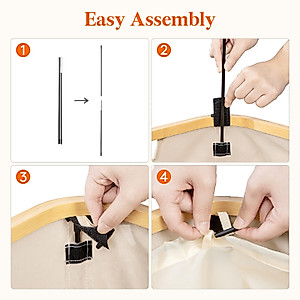 Lifewit 65L Slim Laundry Hamper with Lid, Narrow Laundry Basket with Removable Bag & Bamboo Handles, Fodable Thin Dirty Clothes Hamper for Laundry Collapsible Bin for Bathroom Bedroom Dorm, Beige