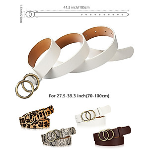 Geyoga 4 Pieces Women Faux Leather Waist Belt for Ladies Jeans Pants with Double O-Ring Buckle (Coffee, White)