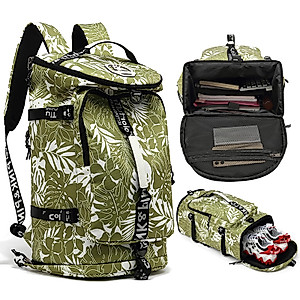 JYColofex Floral gym duffel bag backpack, fashion wrestling bag,with shoe compartment, 4 kinds of back method waterproof travel sports walking laptop Lightweight (A-Floral Green)