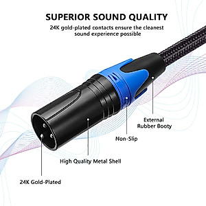 1/4 to XLR Male Cables - Quarter to XLR Balanced Stereo Cables SKAPADEN - 10 Feet, Black