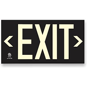 Photoluminescent Exit Sign Black - Aluminum - UL 924 Code Approved/IBC/NFPA 101 | NightBright USA Part Number ULB-050