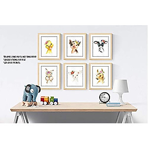 Baby Farm Animals Wall Art Prints - Nursery Decor - Set of 6-8x10 - Unframed - Watercolor