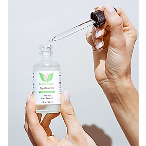 Amara Beauty Squalane Oil Moisturizer with 100% Pure Plant Derived Squalane for Face, Body, Skin and Hair - Face Oil 2 fl. oz.