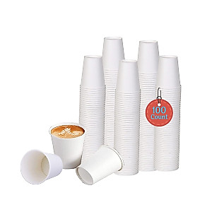 Smygoods 6oz. White Paper Hot Cups, Disposable Paper Cups, Espresso Cups, 100 Count,