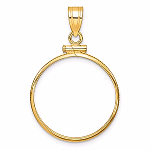 Wideband Distinguished Coin Jewelry 14k Polished 22.0mm x 1.9mm Screw Top Coin Bezel Pendant QC1885/22.0