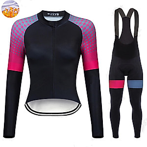 Cycling Winter Jacket Bicycle Long Sleeve Warm Tops Women's Outdoor Thermal Fleece Jersey Mtb Road Bike Sports Clothing (9, Medium)