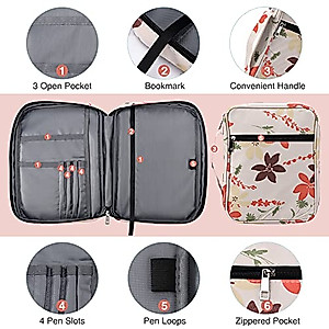 Bible Covers for Women, Book Carrying Case Bible Bag with Bookmark and Protective with Handle and Zipper Pocket - Holds & Protects Standard 10.2" Bibles(Brown)