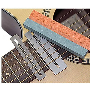 Guitar Luthier Tool Including Fret Leveling Beam Sanding Leveler Beam, Guitar Fret File, Stainless Steel Fret Rocker and Fingerboard Guards Protectors, Grinding Stones