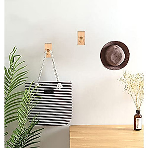 Natural Wood Coat Hooks,Wood Wall Hooks Hat Rack,Wooden Coat Hooks Wall Mounted,Modern Wall Mounted Coat and Hat Rack,Heavy Duty Hooks(Rectangle-Beech,3Pack)