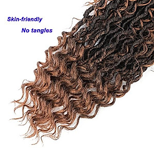 6 Packs Goddess Faux Locs Crochet Hair, Goddess Locs Crochet Hair for Black Women, Culy Boho Style Braids (22 Inch, T1B/30)