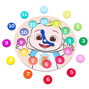 Toyland® Cocomelon Wooden Learning Clock Puzzle - Learn to Tell The Time - Toddler Toys Age 3+
