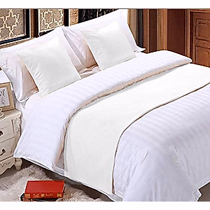 Cotton Home Depot 800 Thread Count Solid 3 Piece 20" Bed Runner Scarf Protector Slipcover Bed Decorative Scarf Cal King(108 X 20) and 2 Pilow Shames (26 X 26) White