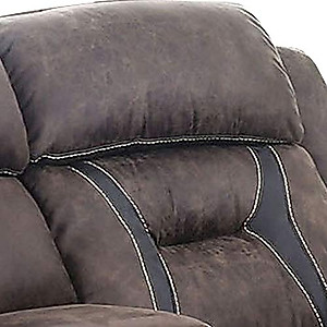 Benjara Faux Leather Upholstered Loveseat with Pillow Back and Center Console, Brown