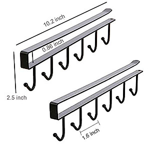 EigPluy 2pcs Mug Hooks Under Cabinet,Nail Free Adhesive Coffee Cups Holder Hanger for Cups/Kitchen Utensils/Ties Belts/Scarf (Black)