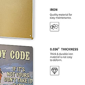 Vintage Tin Sign Art Cowboy Metal Poster Cowboy Metal Tin Signs Cowboy Riding Horse Cowboy Code Poster Retro Metal Logo Poster Home Kitchen Bar Cafe Bathroom Wall Decor Gifts 8x12 inch