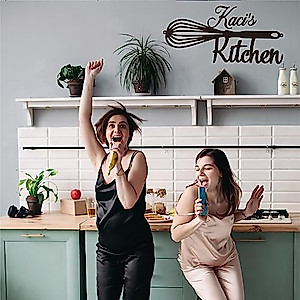 Kitchen Name Sign Personalized Metal Sign for Home Kitchen Restaurant Dining Area Monogram Signs for Housewarming Farmhouse Cafe Cafeteria Wall Decor Gift for Friends Cook Black 12"