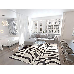 Unique Loom Wildlife Collection Animal Inspired with Zebra Design Area Rug, 9 ft x 12 ft, Ivory/Black