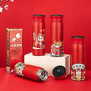 NOLITOY Insulated Water Cup 2 Pcs Stainless Steel Water Bottle Vacuum Insulated Water Bottle Cartoon Rabbit Travel Coffee Mug Thermal Tumbler for 2023 New Year Gift Red